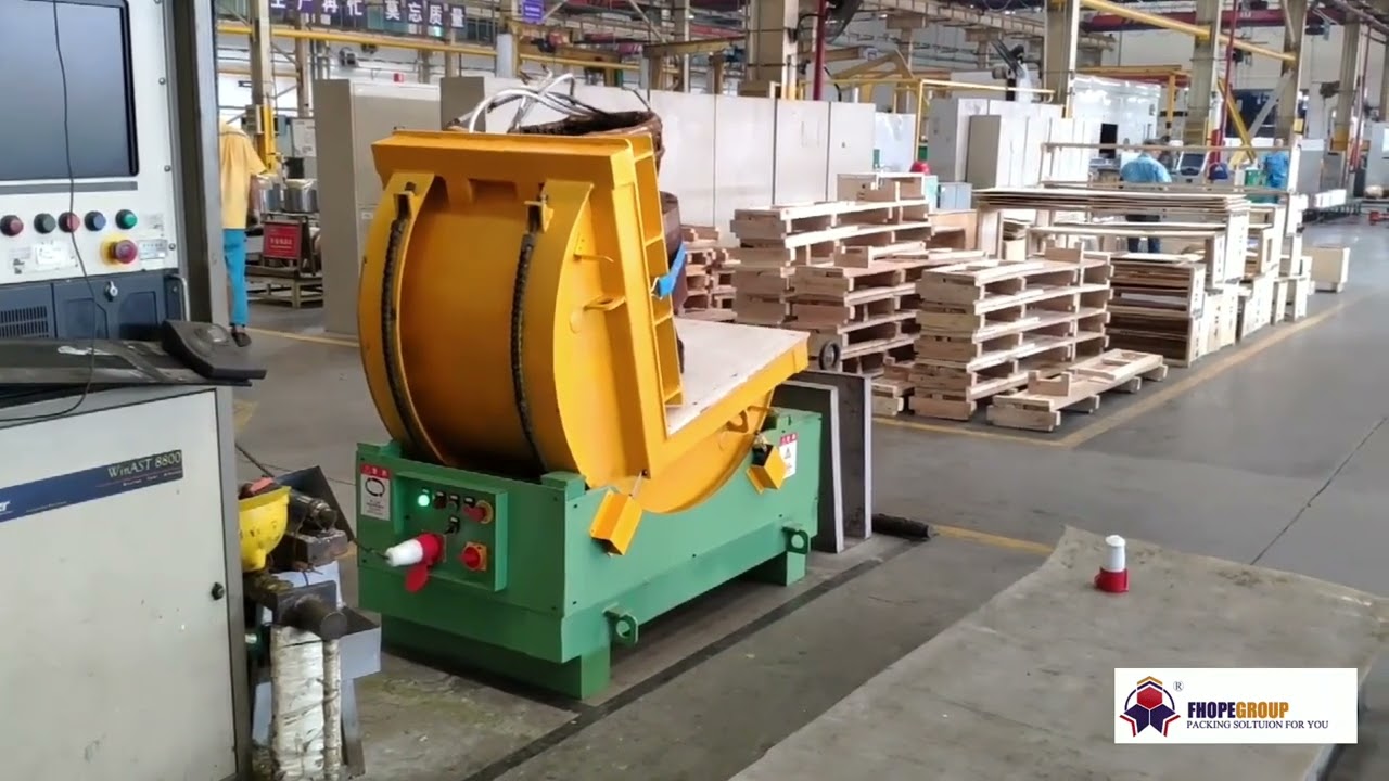 Industrial Upender for Motor Spool Rotation - orbital stretch wrapper